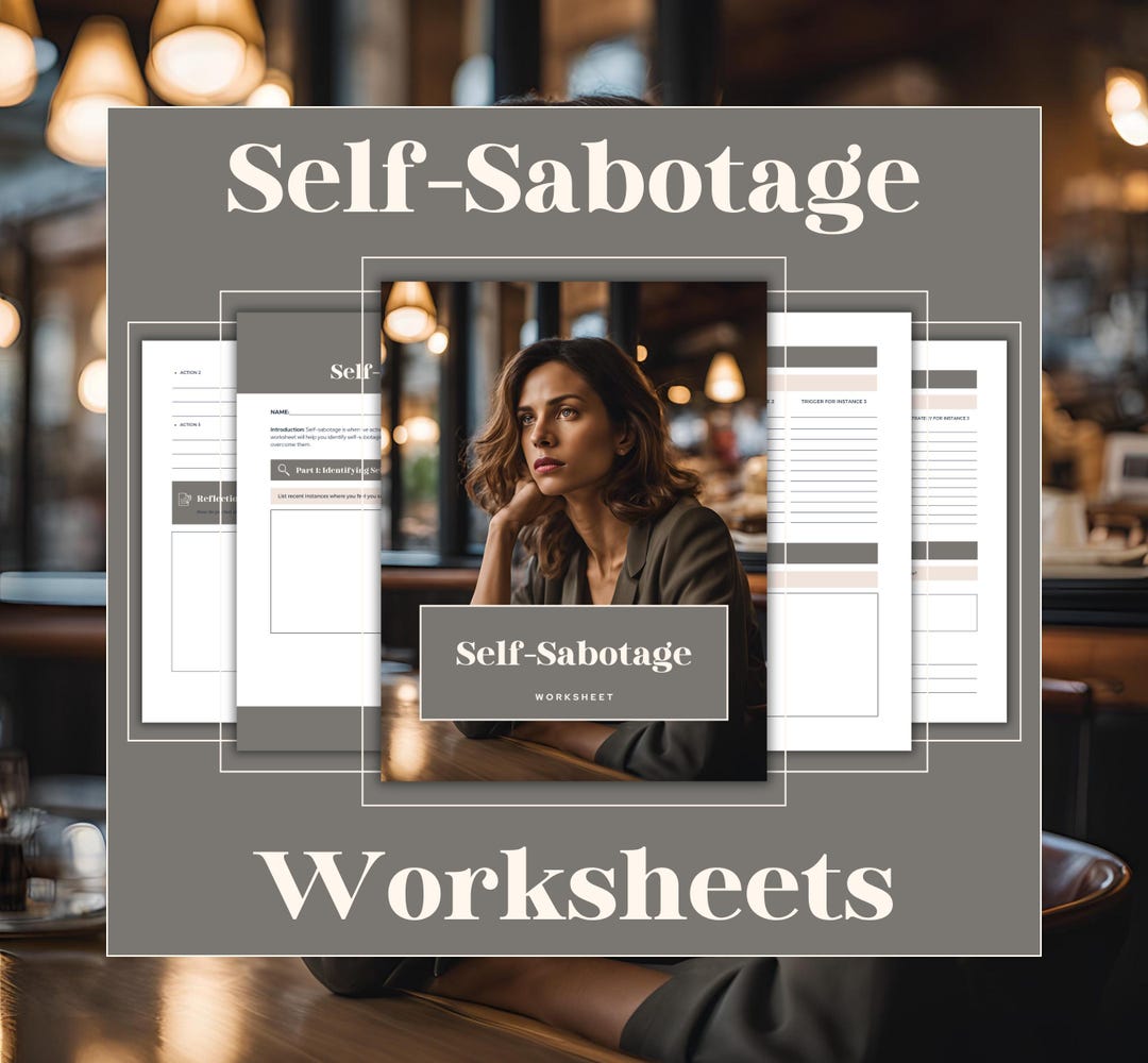 Self-sabotage Worksheets for Therapists Challenge Negative Thinking ...