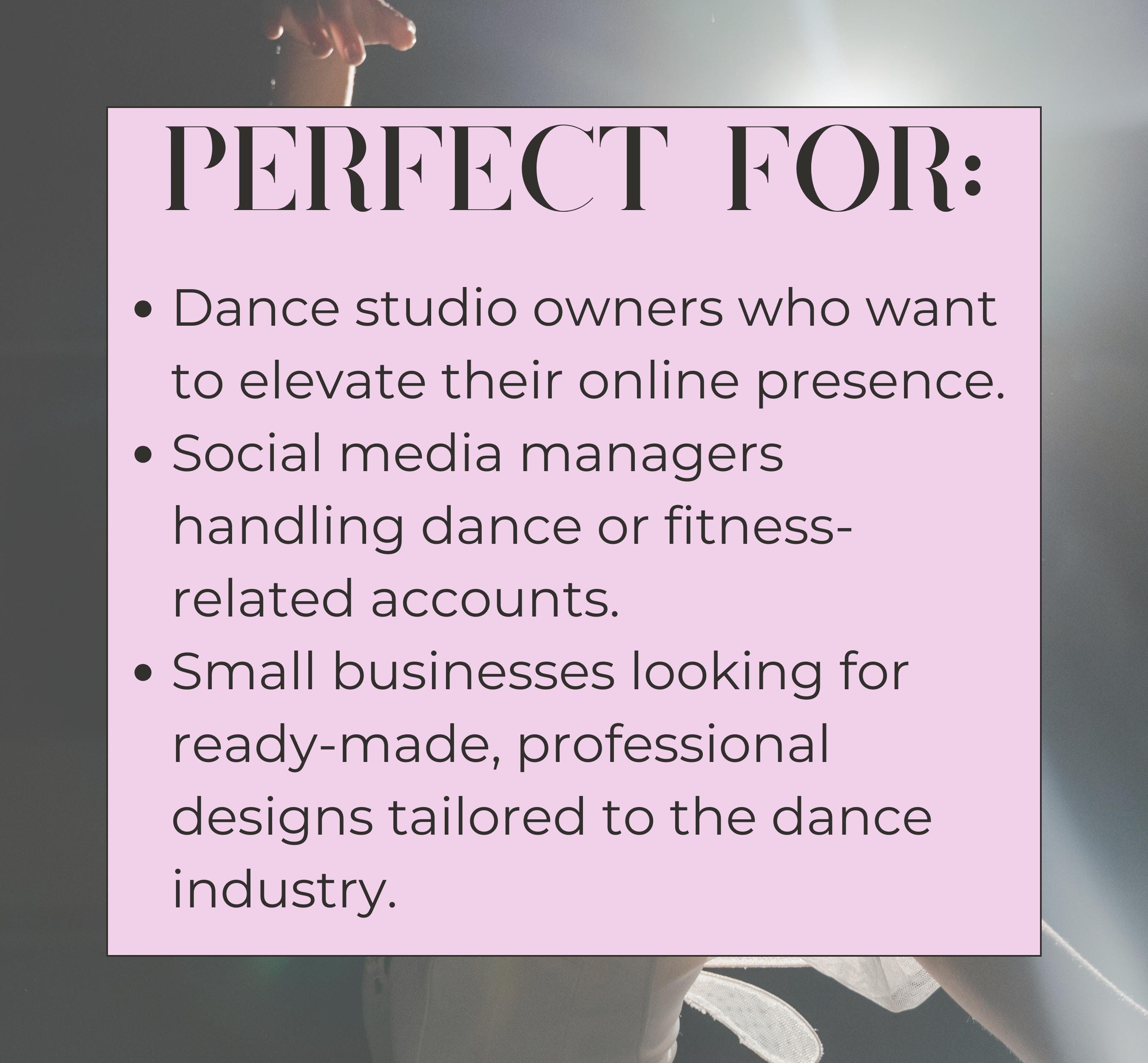Dance Studio Social Media Posts Editable Dance Studio Instagram ...