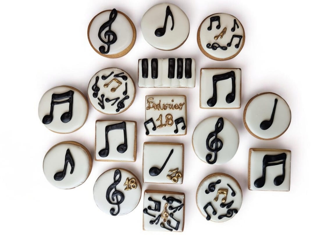 Hand Decorated Music Themed Cookies With Royal Icing Personalized Party ...