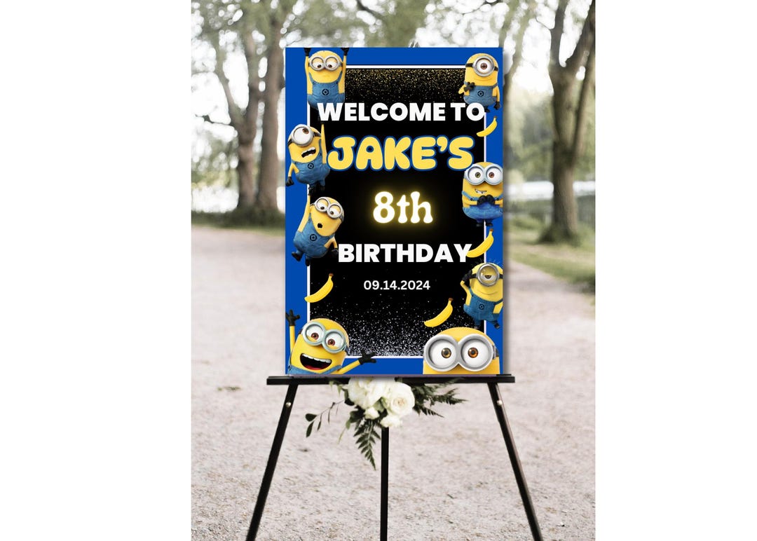 Minion Welcome Sign, Editable Minion Welcome Sign, Digital Minion ...