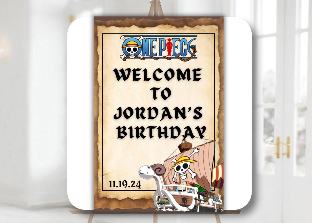 One Piece Birthday Welcome Sign, One Piece Welcome Sign, One Piece ...