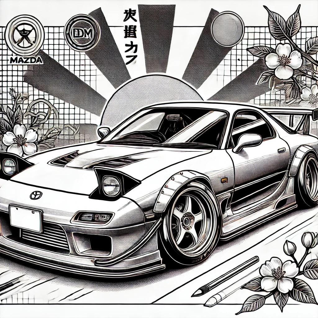 JDM Coloring Pages V1 Set of 5 - Etsy