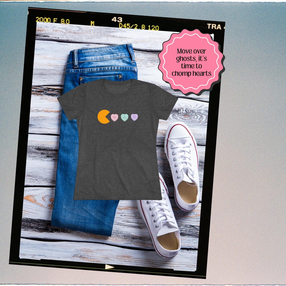 Retro Pac-man Candy Hearts Valentine's Day T-shirt: Funny Gamer Love ...