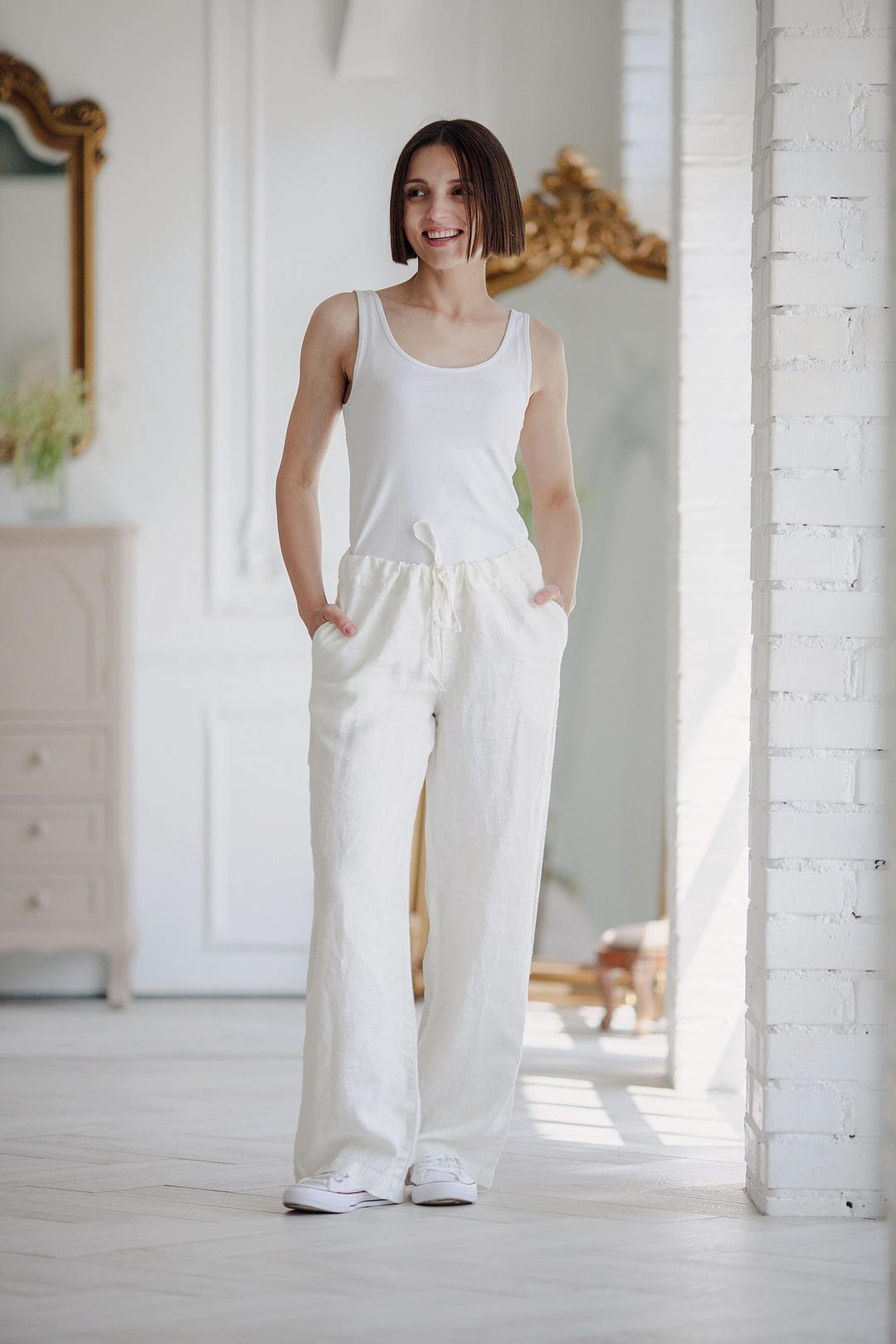 Linen Pants Classic Linen Trousers Natural Linen Clothing Women Pants ...