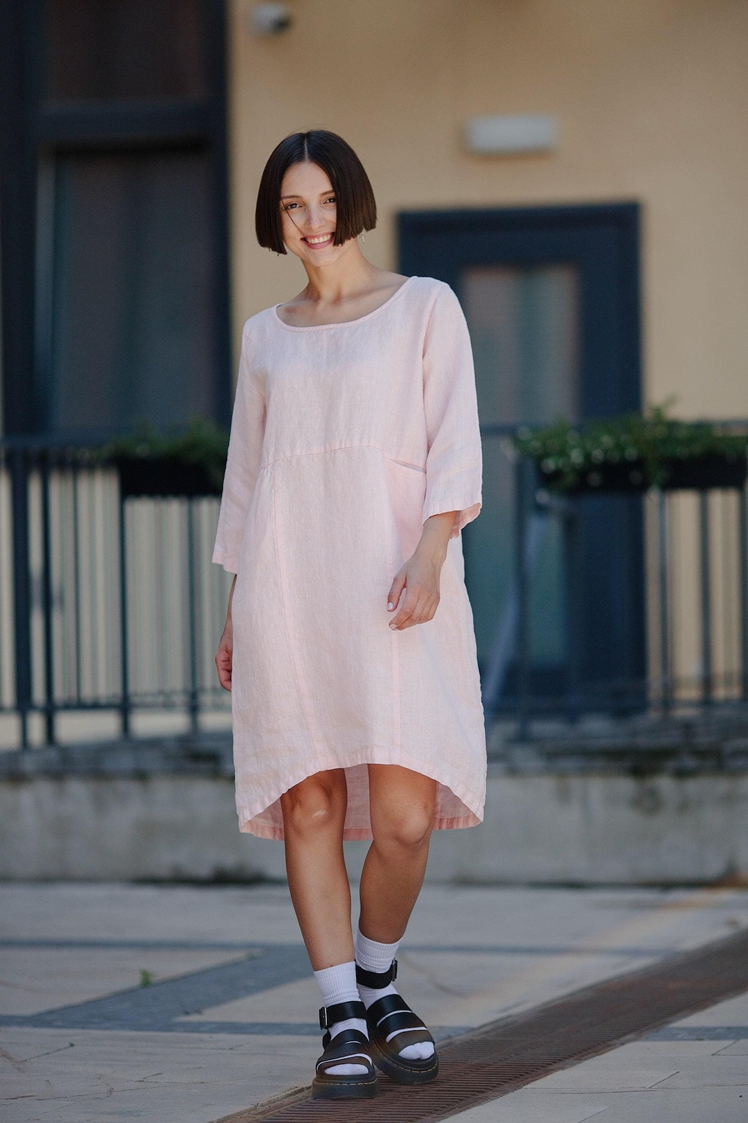 Linen Dress Summer Linen Clothes Natural Flax Linen Midi Length Tunic ...
