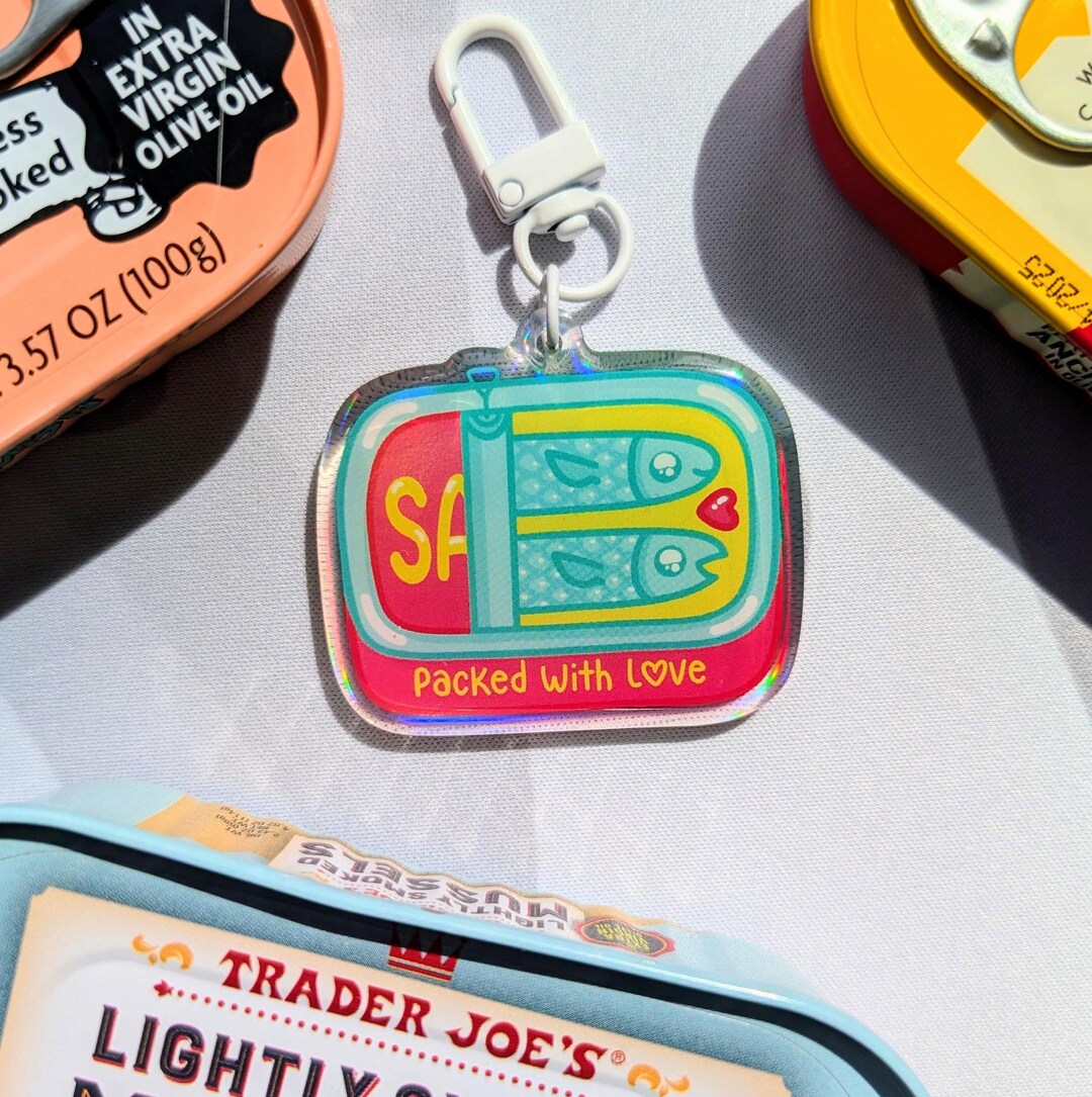 Tinned Fish Sardines Epoxy Keychain | Kawaii Accessory, Holographic ...