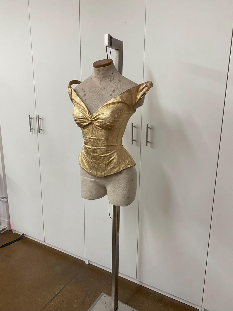 Metallic Gold Leather off the Shoulder Corset - Etsy