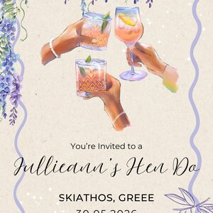 Hen Do Invitation Mamma Mia Greece Holiday Theme - Etsy