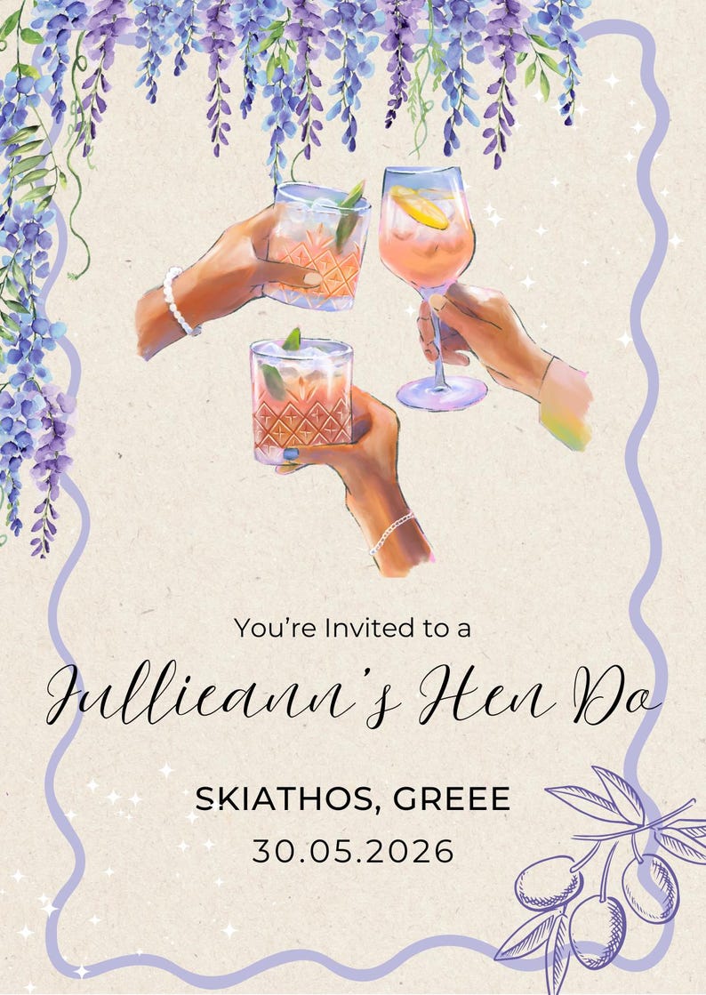 Hen Do Invitation Mamma Mia Greece Holiday Theme - Etsy
