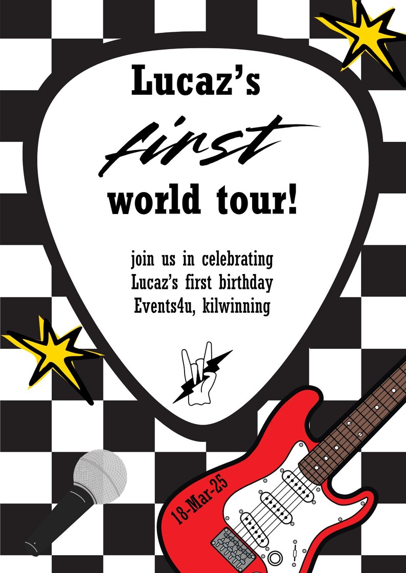 Rock World Tour Birthday Invitation: Music Theme Party - Etsy