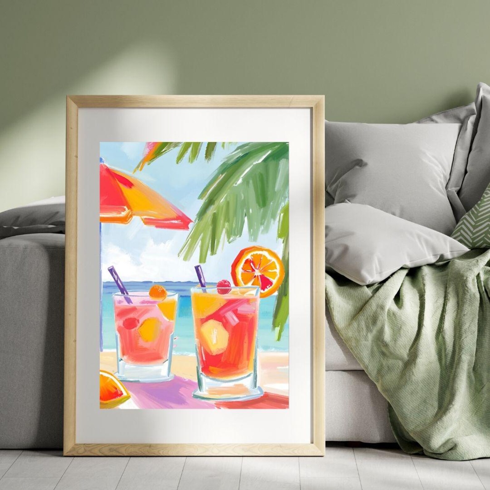 Rum Punch Wall Art Print, Caribbean Cocktail Wall Art, Printable Bar ...