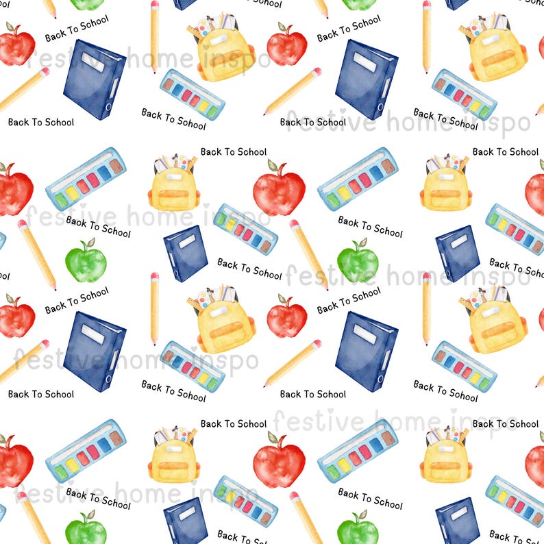 Back to School Themed Seamless Pattern Digital Paper, Back to School ...