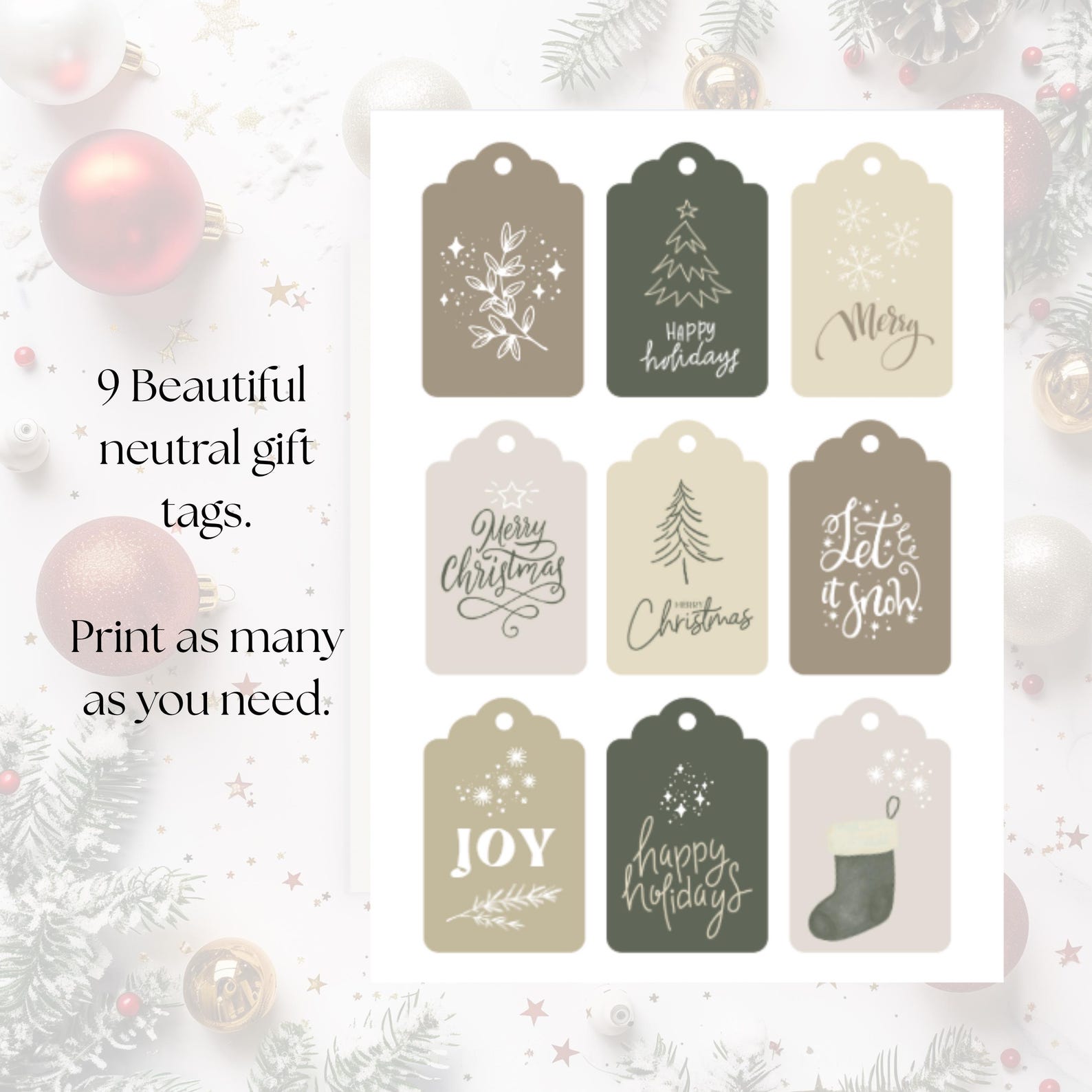 Christmas Gift Tags: Calming, Neutral Earth Tones (digital Download) - Etsy