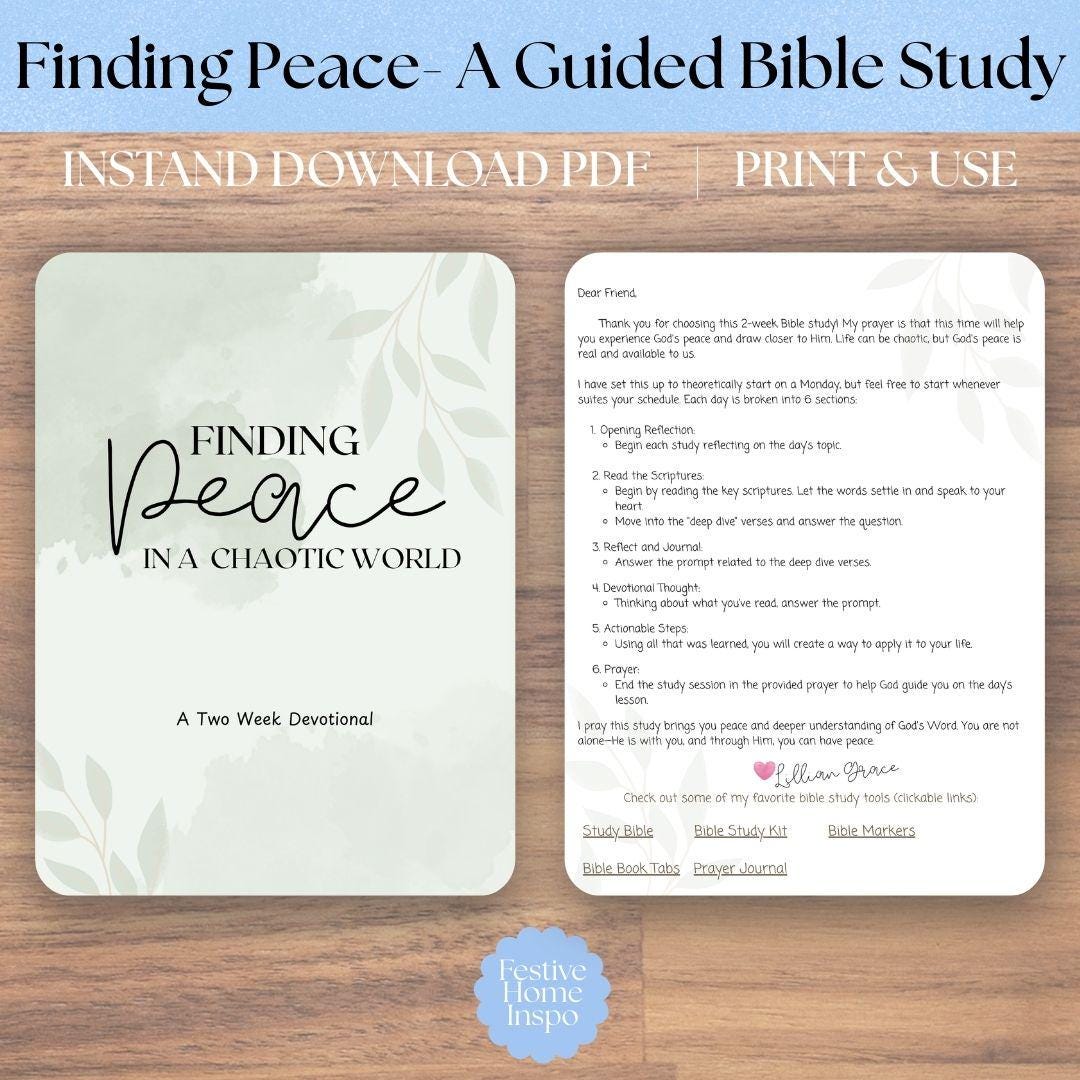 Printable Bible Study on Peace, Bible Study Guide PDF, Faith-based ...