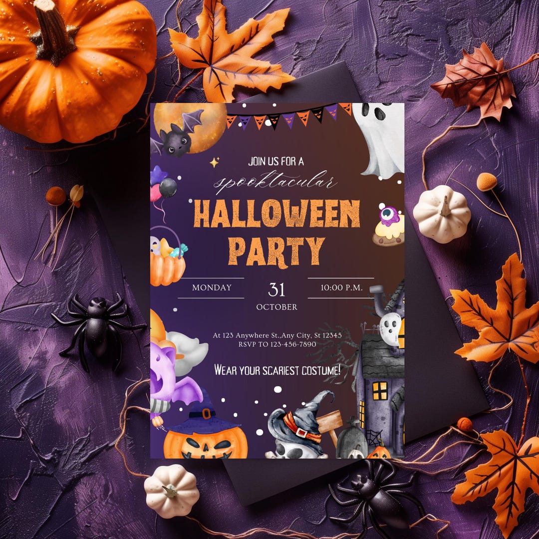 Editable Halloween Party Invitation Template: Spooktacular Kids' Design ...