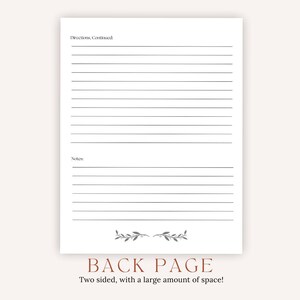 Full Page Recipe Card, Instant Download Recipe Page, Elegant Chic ...