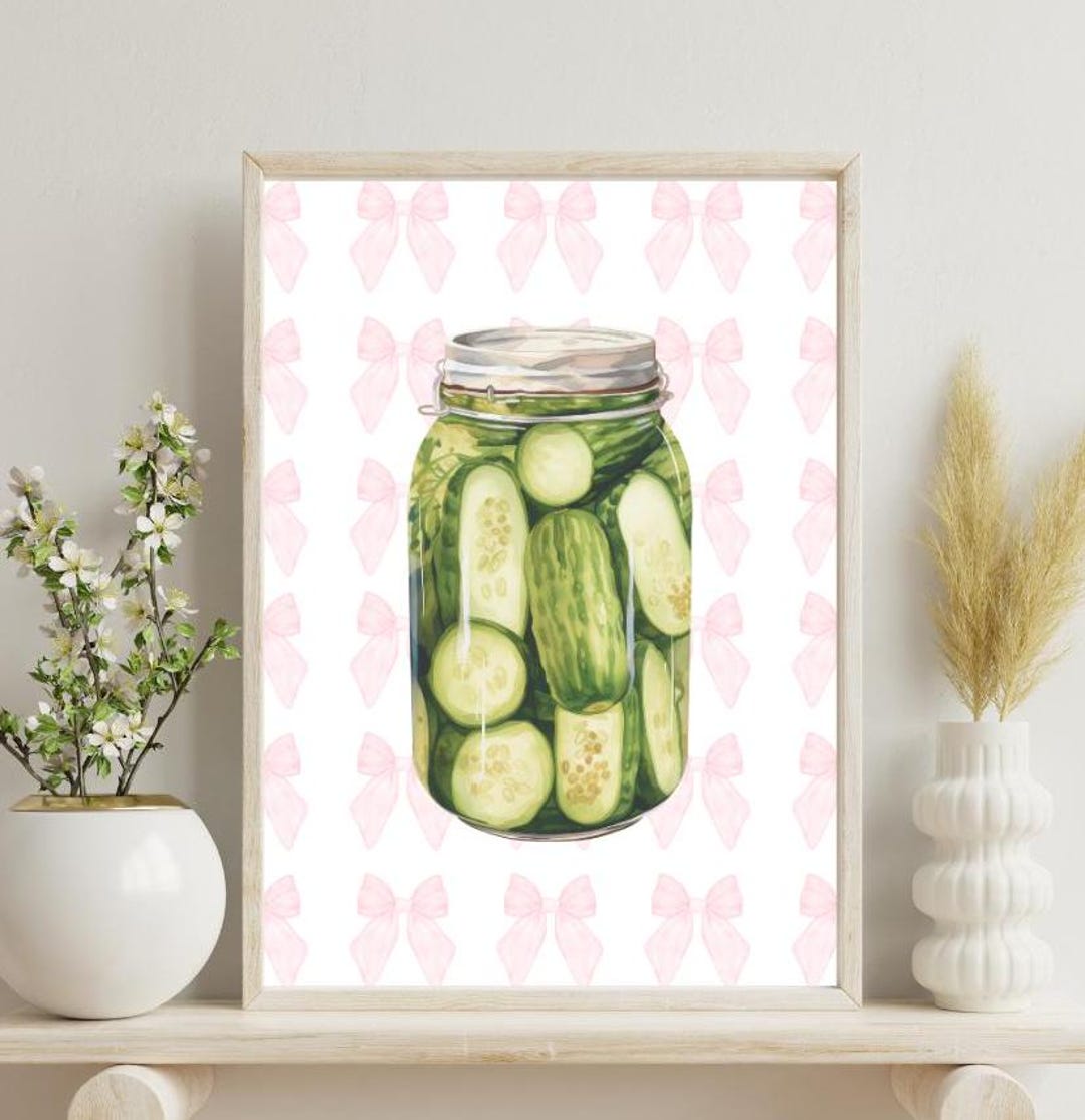 Pickles and Bows Wall Art Printable, Pickles Artwork, Pickle Digital ...