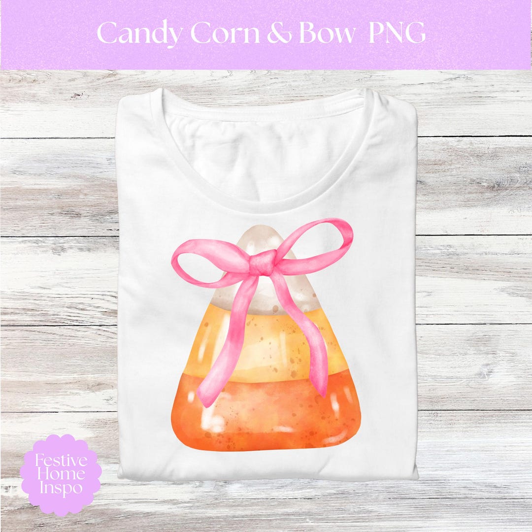 Watercolor Candy Corn PNG With Pink Bow – Cute Halloween Clipart ...