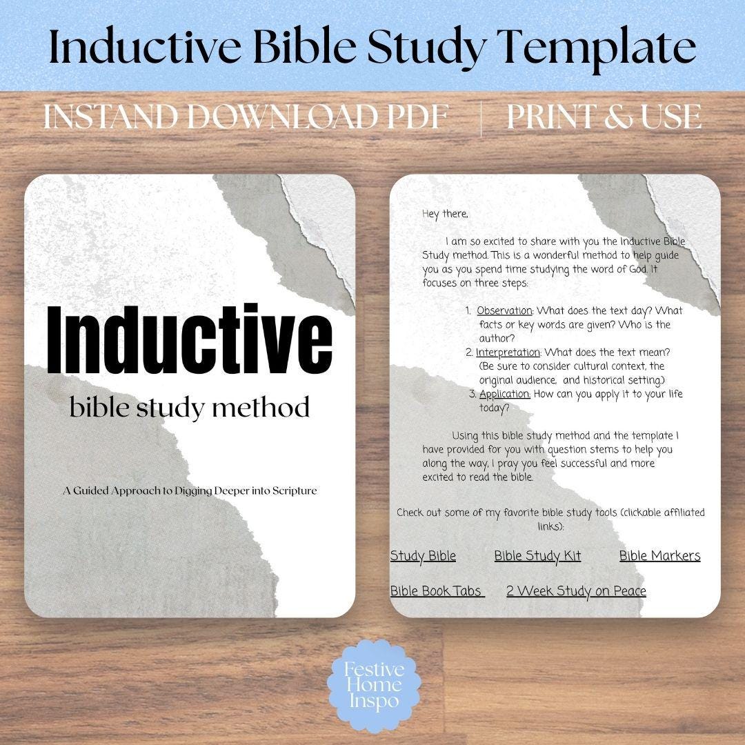 Inductive Bible Study, Digital Download, Learn Scripture, Masculine Bible Study Template ...