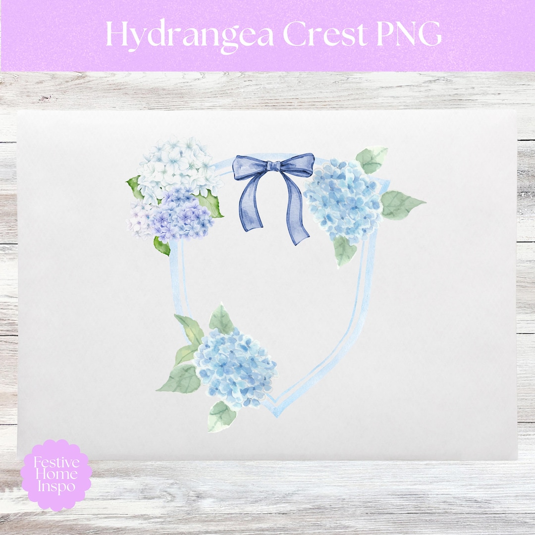 Hydrangea Crest Clip Art PNG, Individual & Commercial License, Preppy ...