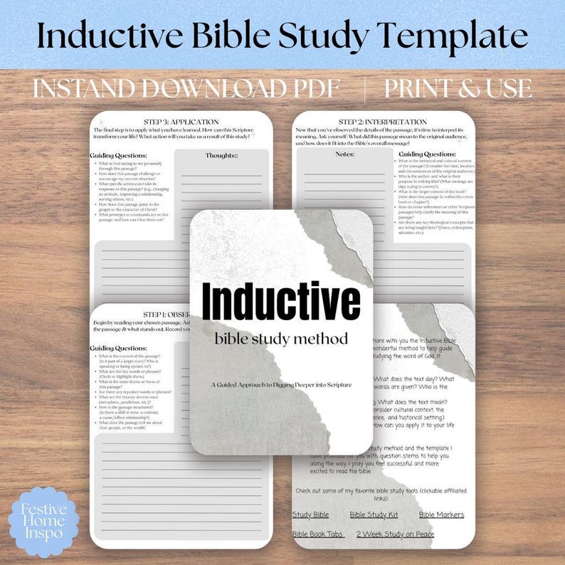Inductive Bible Study, Digital Download, Learn Scripture, Masculine Bible Study Template ...