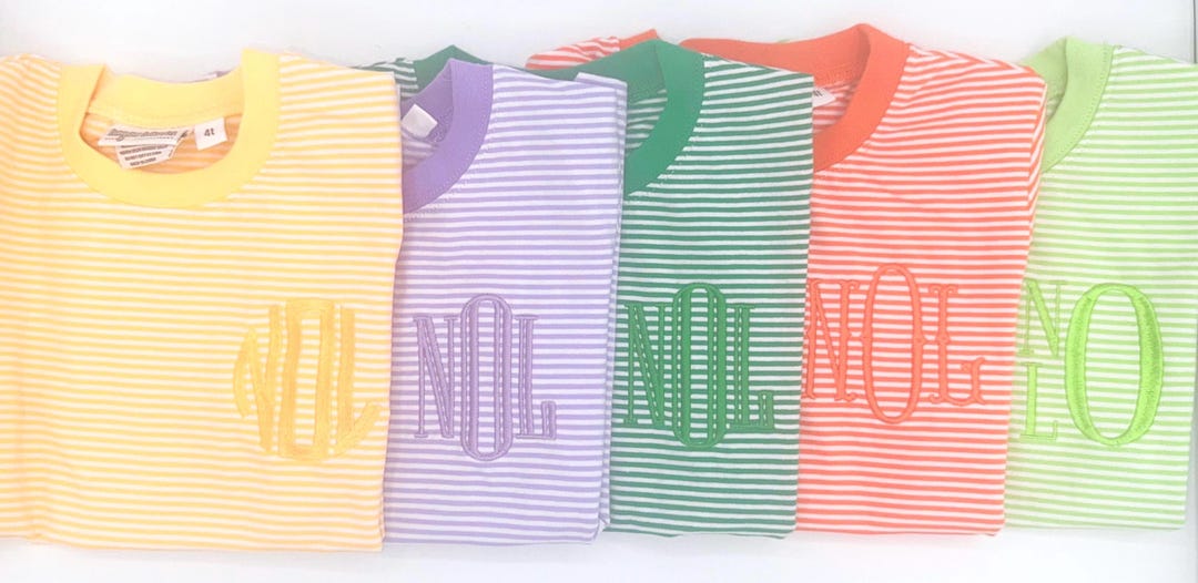Custom Embroidered Stripe Tee: Baby, Toddler, Monogram Options - Etsy