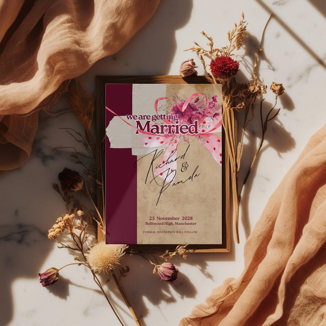 Modern Editorial Wedding Invitation Template: Elegant Editable Digital ...
