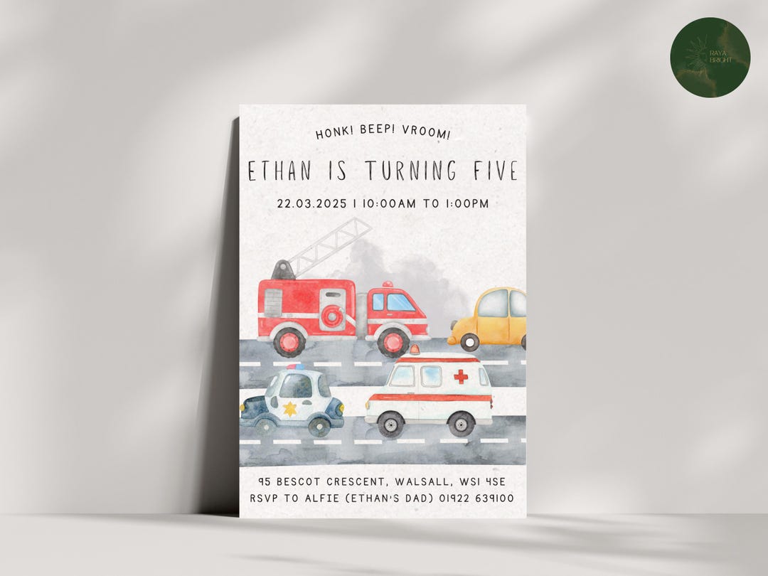 Editable Cars & Trucks Birthday Invitation | Car E-vite | Children's ...