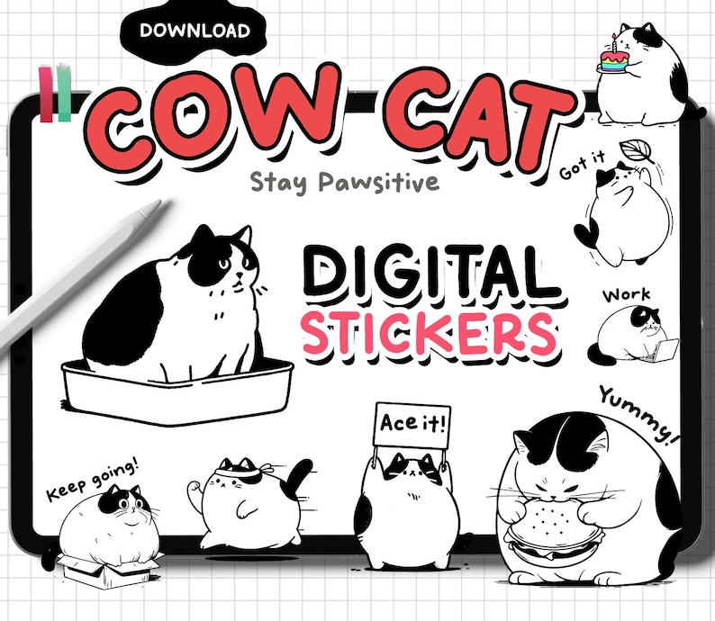Cat Digital Stickers Png | Goodnotes Stickers, Clipart Bundle, iPad ...