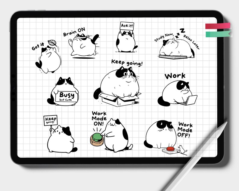 Cat Digital Stickers Png | Goodnotes Stickers, Clipart Bundle, iPad ...