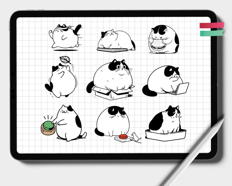 Cat Digital Stickers Png | Goodnotes Stickers, Clipart Bundle, iPad ...