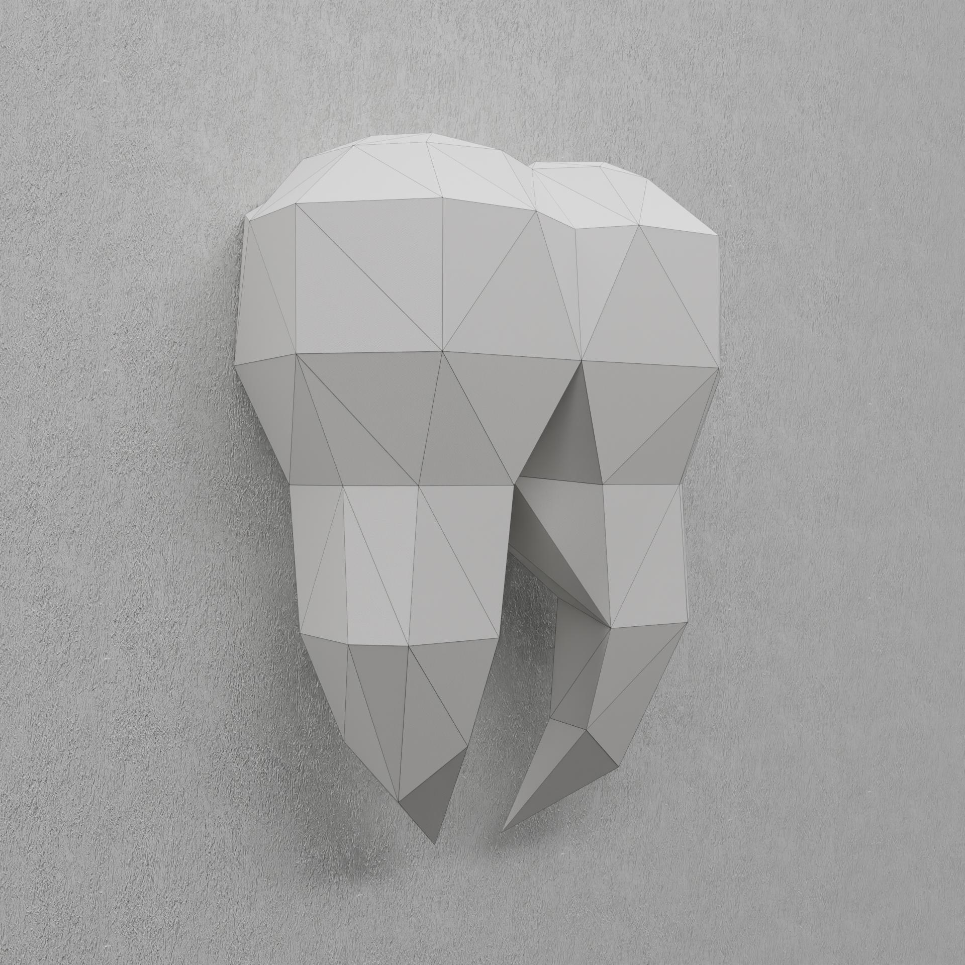 3D Papercraft Half Tooth Trophy – Low Poly Paper Art, DIY Wall Decor ...