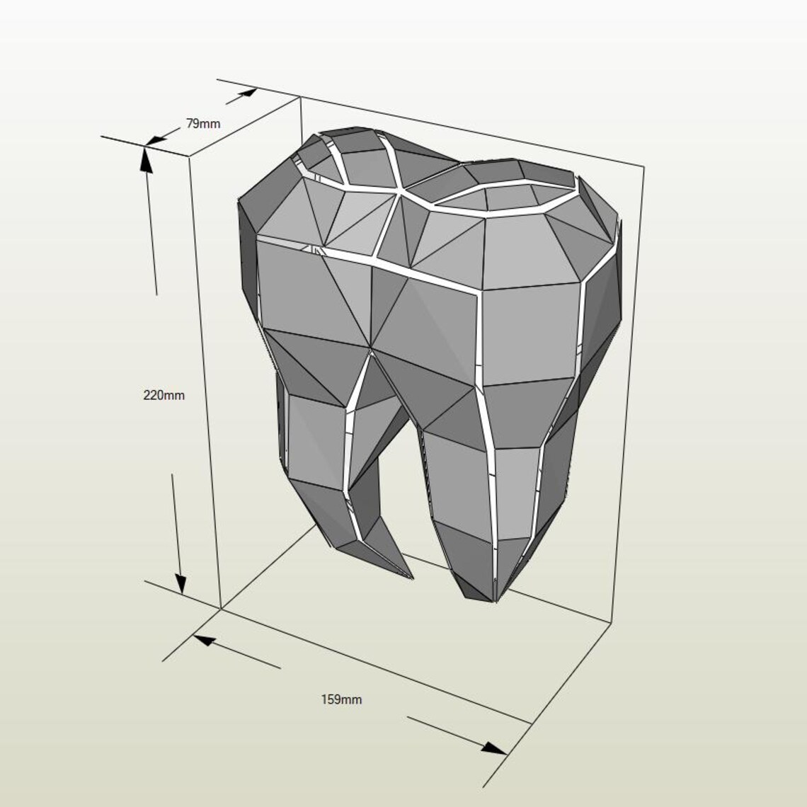 3D Papercraft Half Tooth Trophy – Low Poly Paper Art, DIY Wall Decor ...