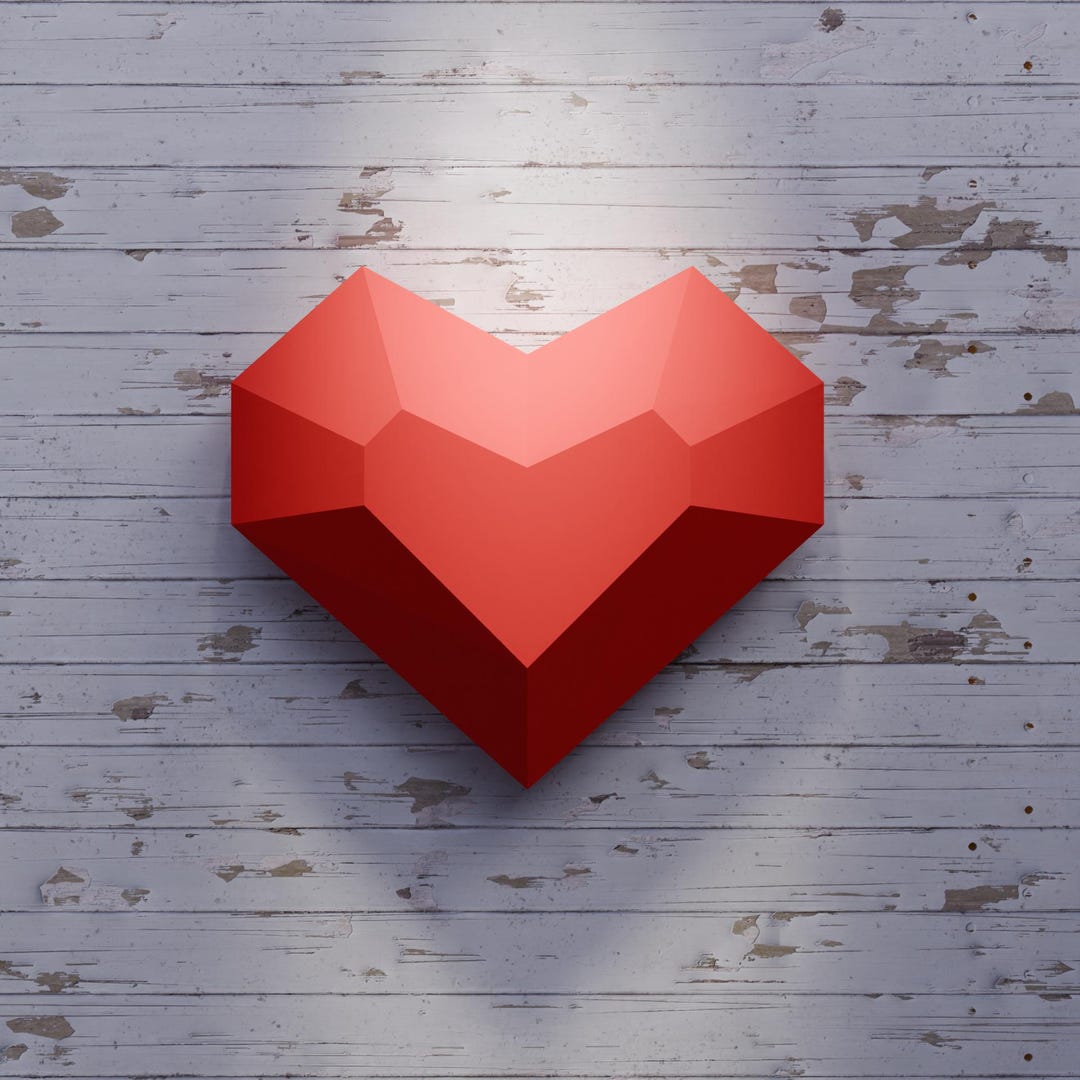 DIY Valentine's Day Low-poly Heart and Stand Papercraft Template - Make ...