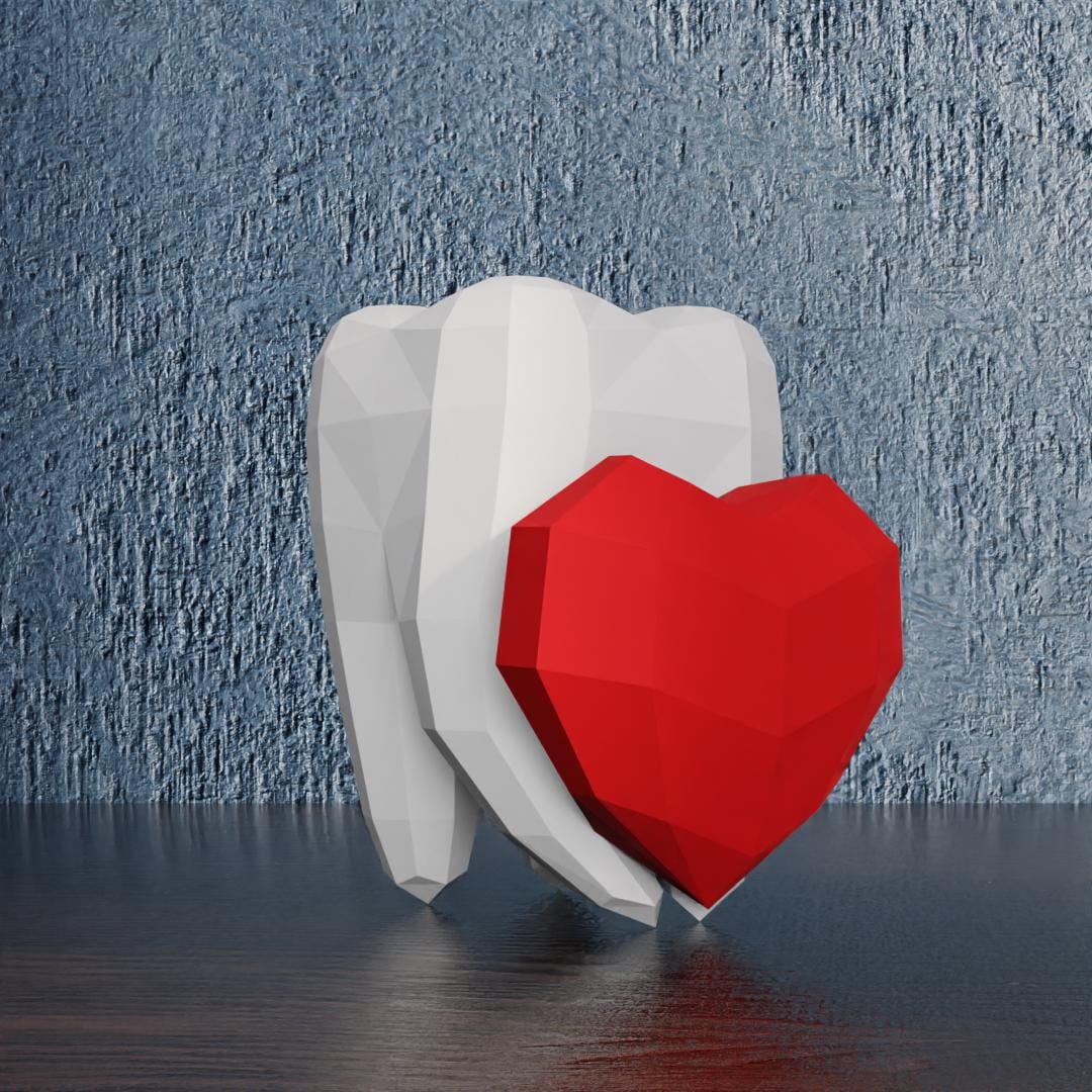 3D Papercraft Heart and Tooth – DIY Symbol of Love and Health ...