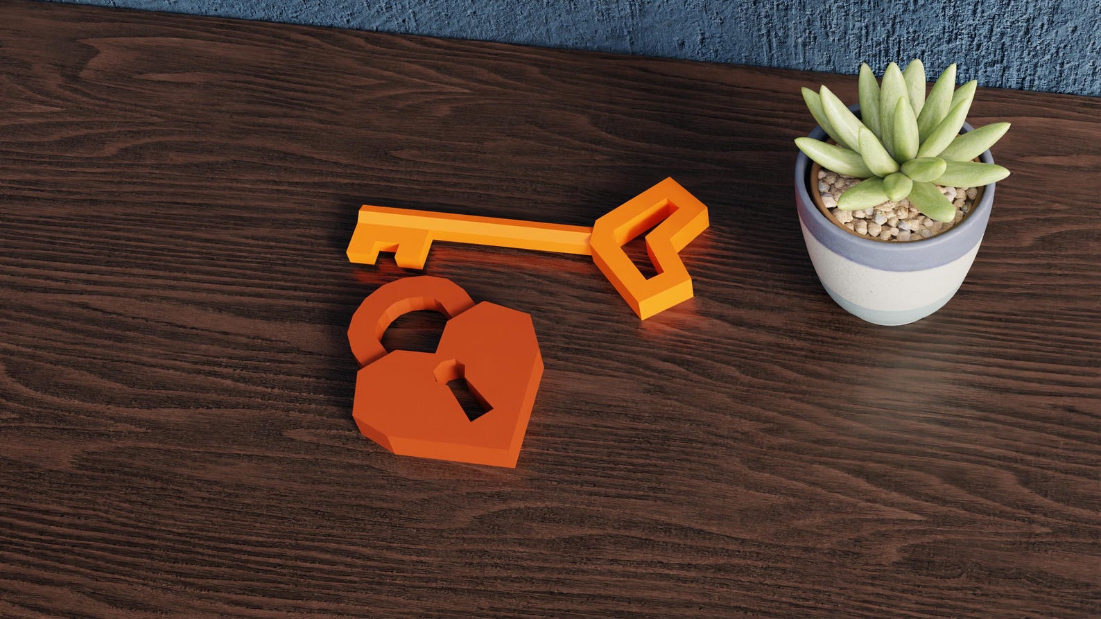 Valentine's Day DIY Papercraft Template - Heart With Lock and Key on ...