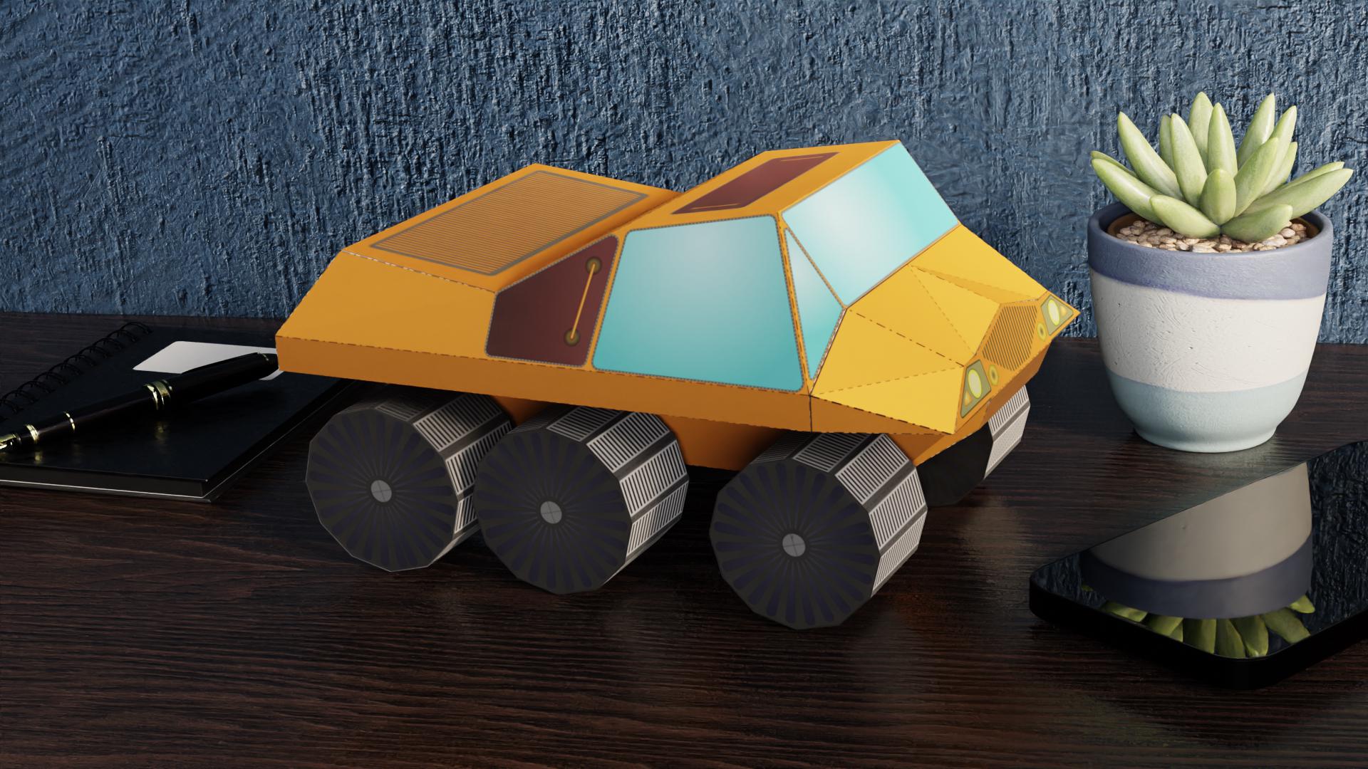 3D Paper Craft, Papercraft. Futuristic Mars Rover, Three-wheeled ...