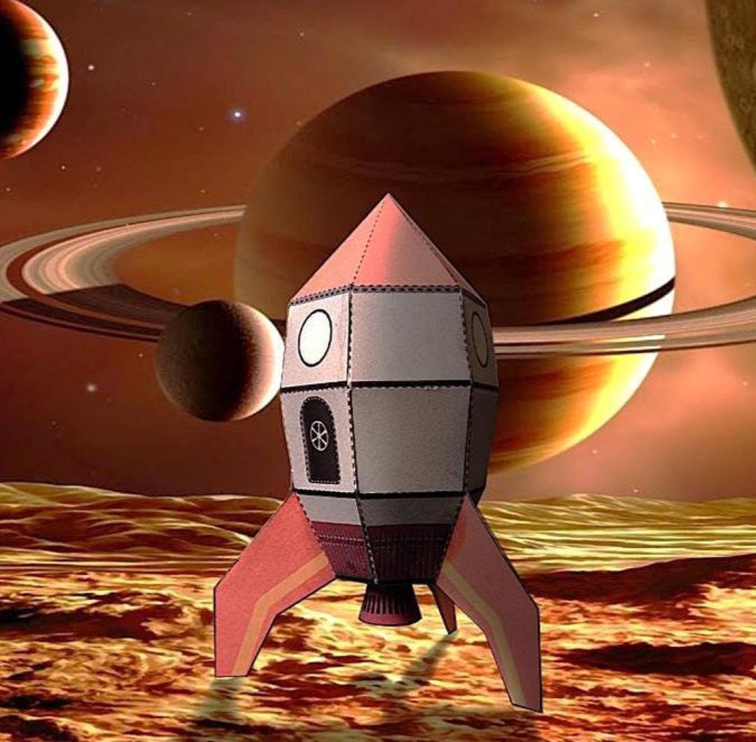 Low Poly Rocket Papercraft Template - DIY Coloring and Assembly Kit for ...