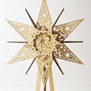 3D Christmas Star Tree Topper SVG, Laser Cut Plywood Template (digital ...