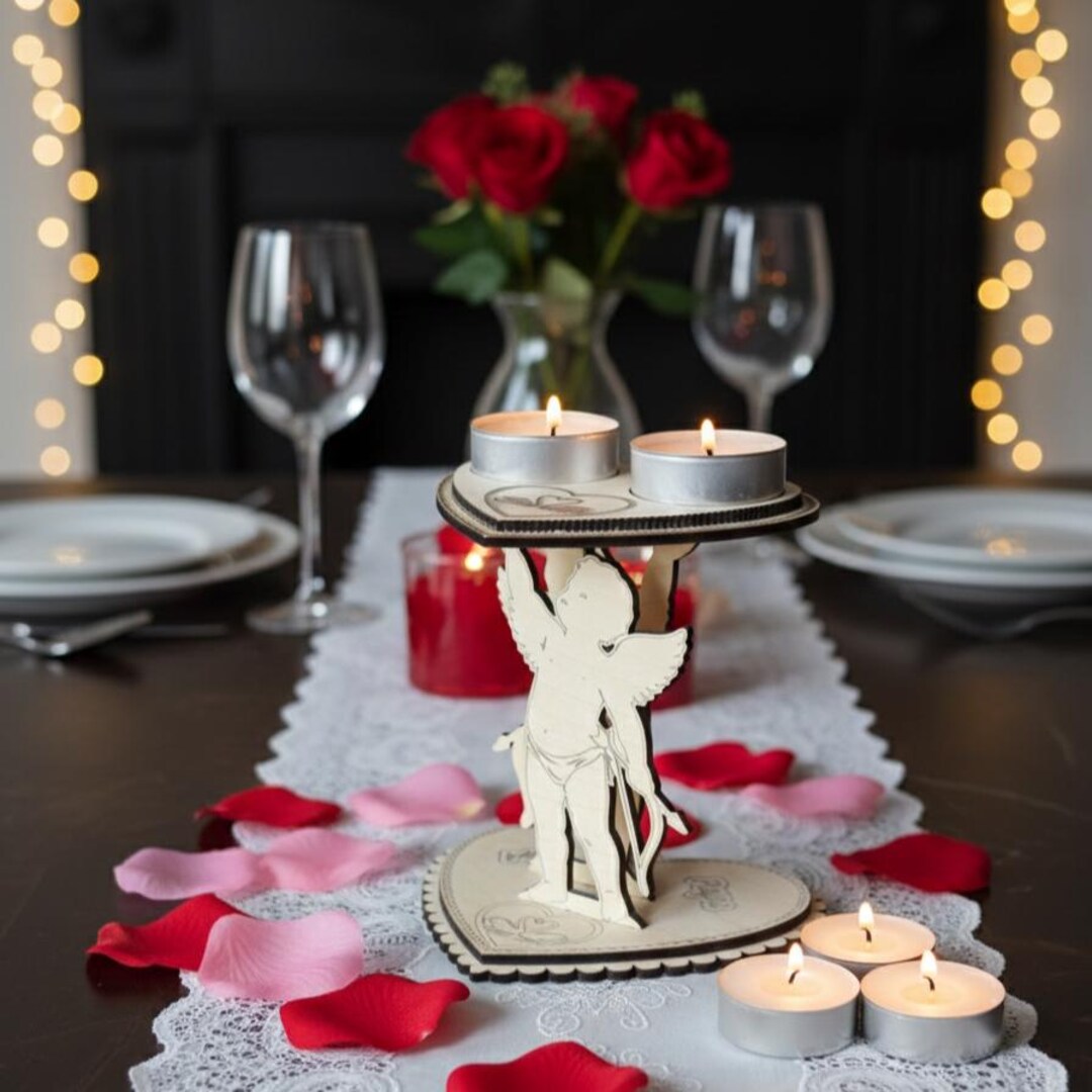 Cupid Heart Tealight Holder SVG | Wedding Gift Laser File | Anniversary ...