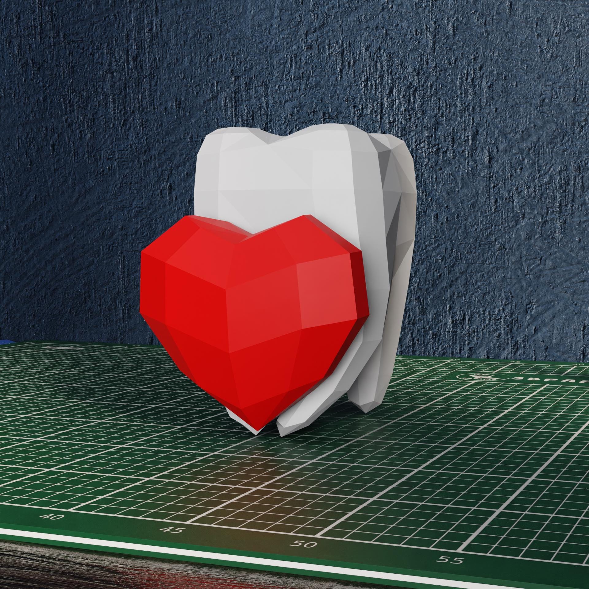 3D Papercraft Heart and Tooth – DIY Symbol of Love and Health ...