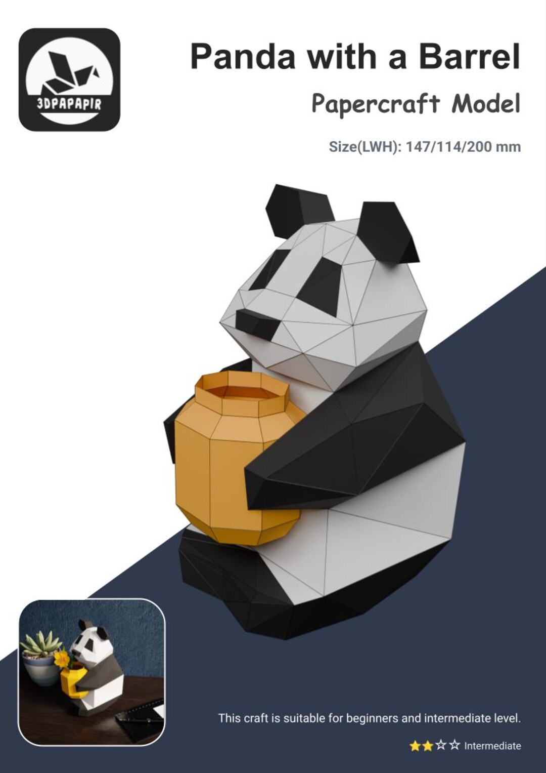 Paper Panda Papercraft, Cute Panda Paper Sculpture, Low Poly Paper ...