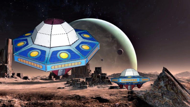 UFO Paper Craft Template: DIY Flying Saucer Model (printable PDF) - Etsy