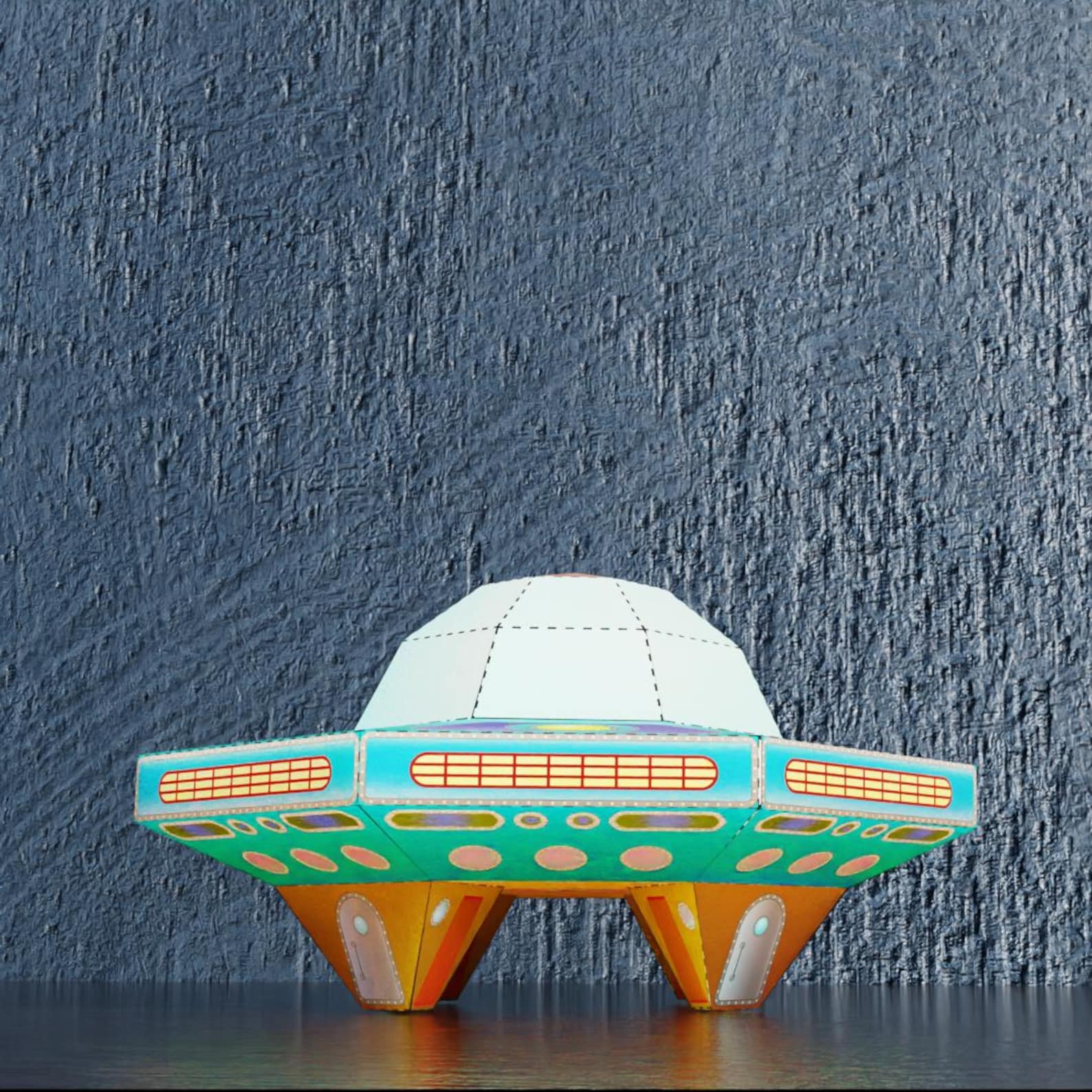 UFO Paper Craft Template: DIY Flying Saucer Model (printable PDF) - Etsy