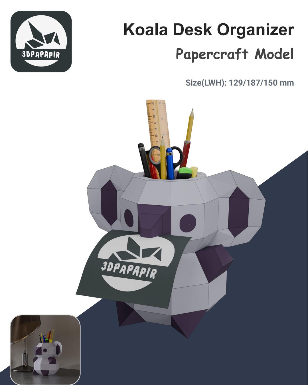 Paper Craft, Papercraft - Koala Desk Organizer, Pen & Pencil Holder ...