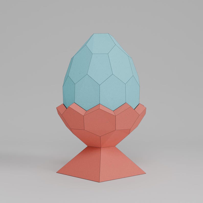 Hexagonal Easter Egg Papercraft – 3D Low-poly Egg & Stand Template (PDF ...