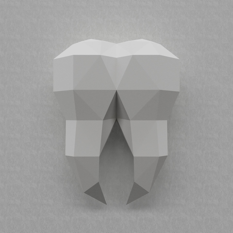 3D Papercraft Half Tooth Trophy – Low Poly Paper Art, DIY Wall Decor ...