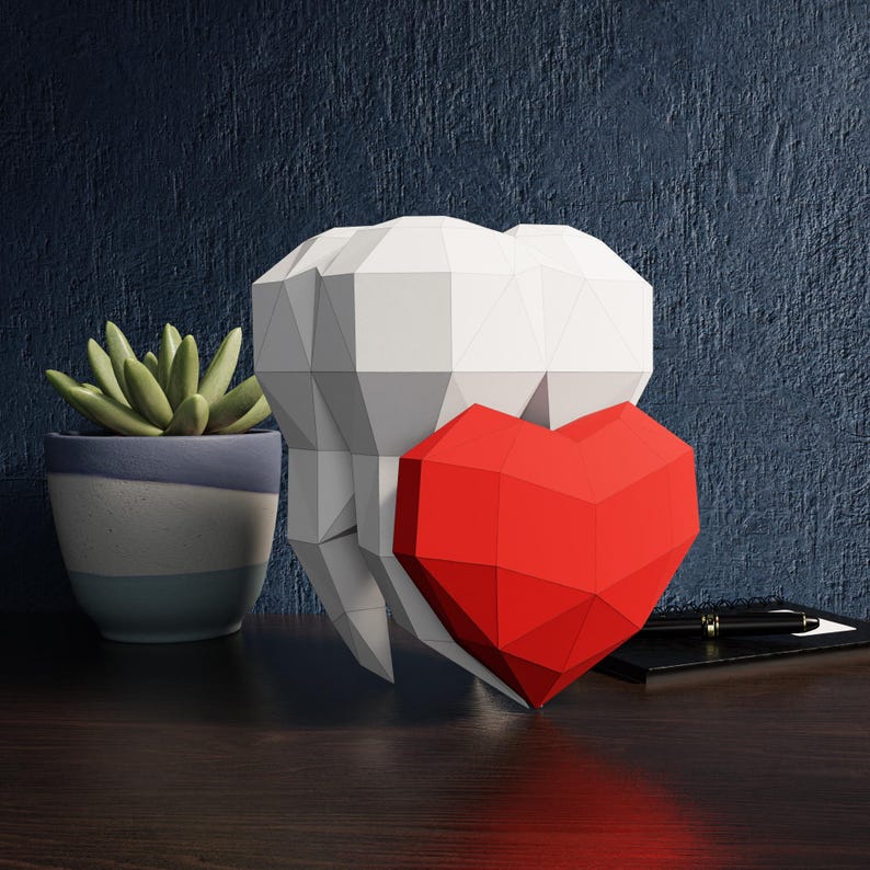 Papercraft Template (PDF, PDO, Svg): Tooth With a Heart. Create a 3D ...