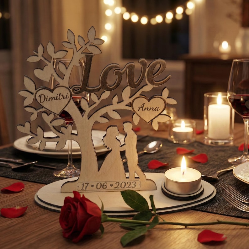 Tree of Love SVG | 5th Anniversary Gift | Wedding Centerpiece Laser Cut ...