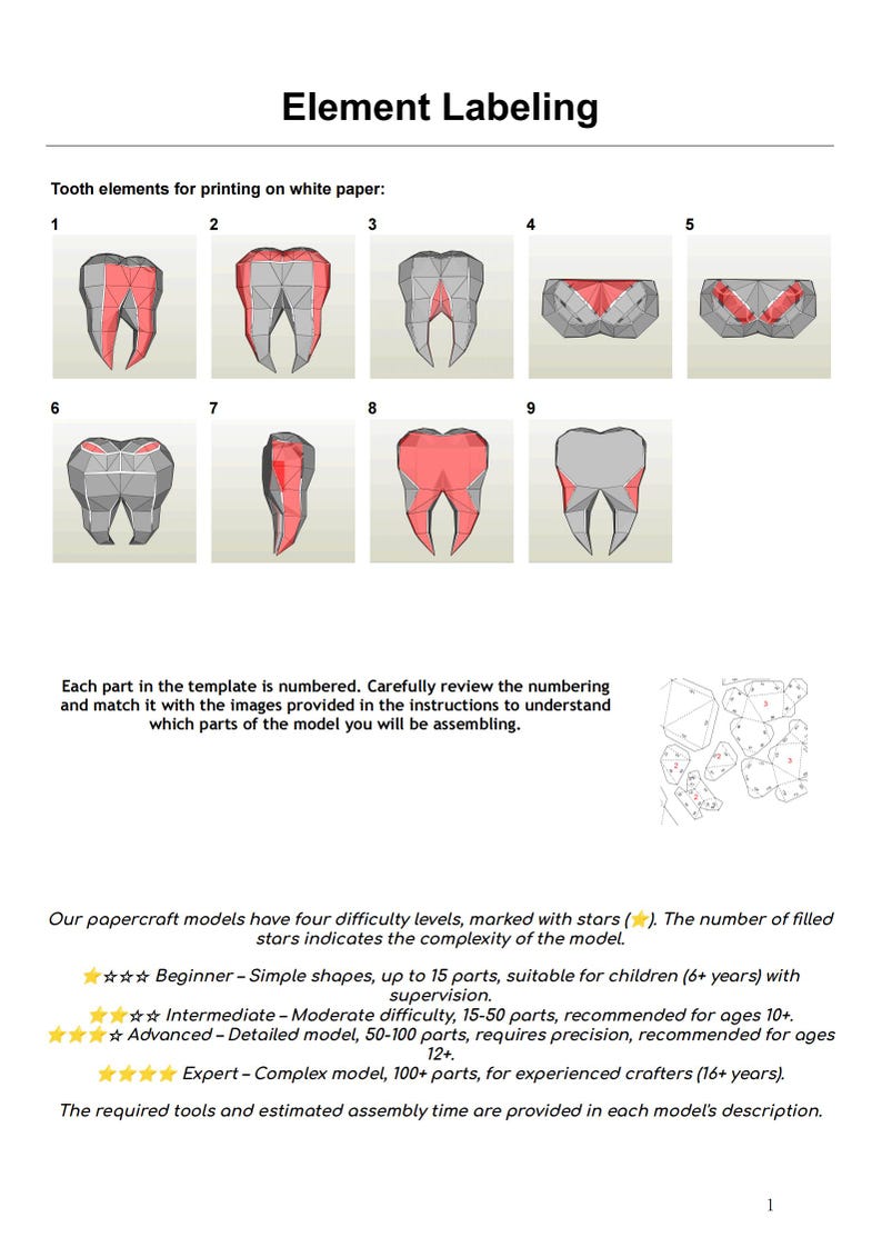 3D Papercraft Half Tooth Trophy – Low Poly Paper Art, DIY Wall Decor ...